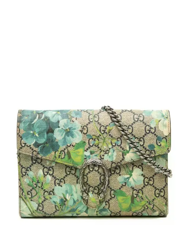 Gucci Gg Supreme Blooms Dionysus Wallet On Chain - Brown