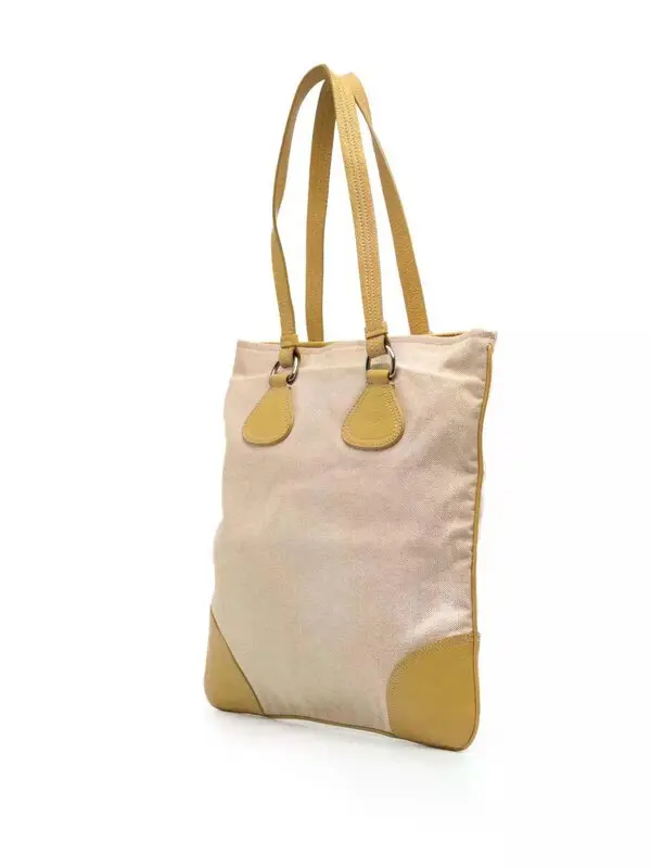 Prada Vitello Trimmed Canapa Tote Bag