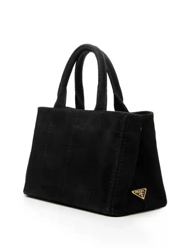 Prada 2000-2013 Small Canapa Logo Satchel - Black