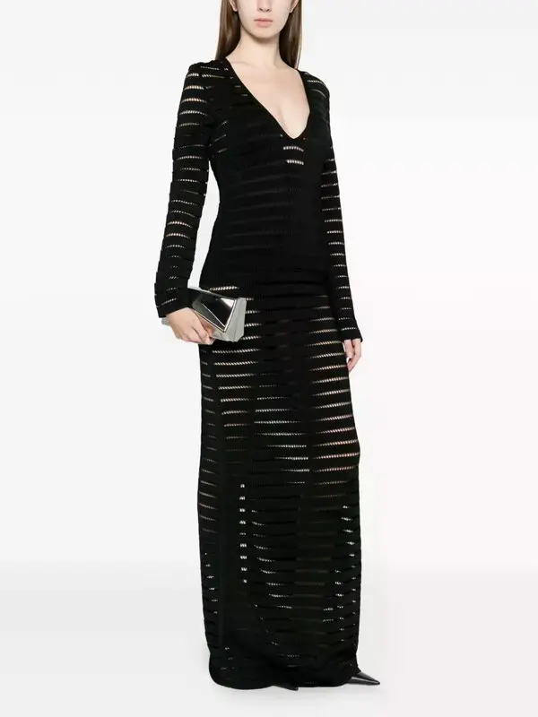 David Koma V-neck Openwork Maxi Dress