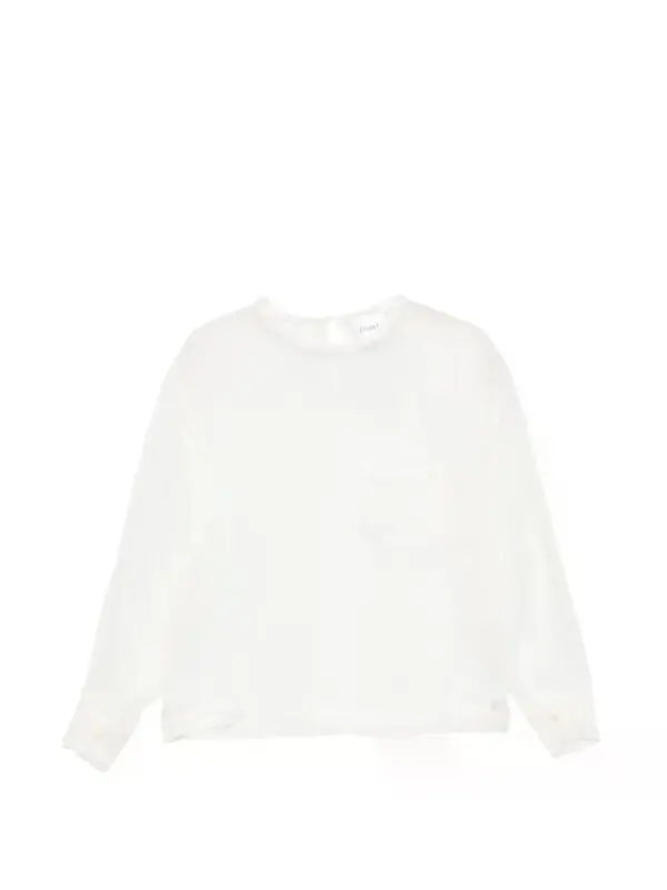 NUDE Chest-pocket Sheer Blouse