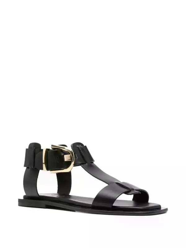 BIBI LOU Leather Buckle Sandals - Black