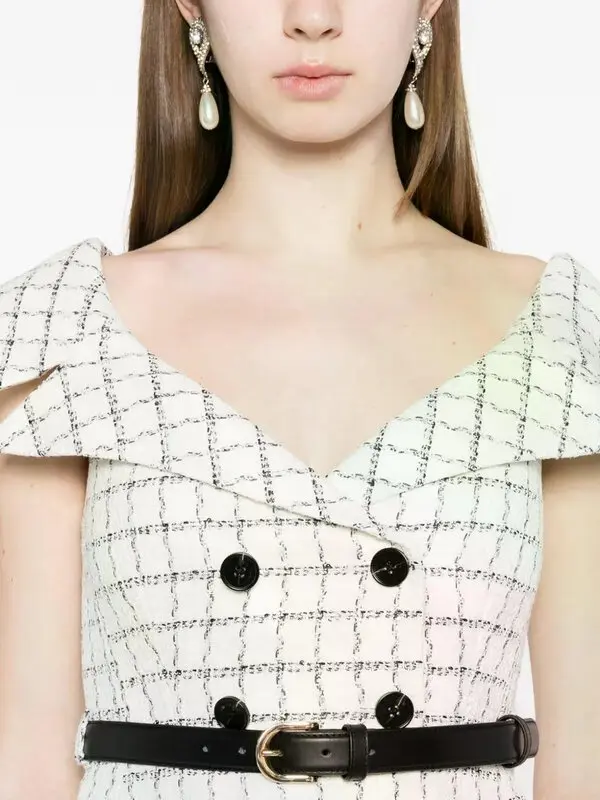 SELF-PORTRAIT Button Belted Maxi Dress