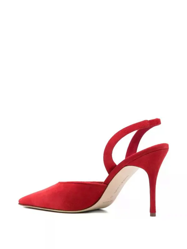 Manolo Blahnik Borelapla Suede Slingback Pumps - Red