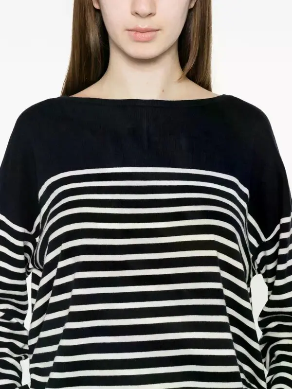 C.T.PLAGE Striped Long-sleeve Sweater - Blue