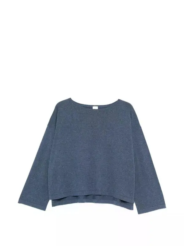C.T.PLAGE Boat-neck Long-sleeve Sweater - Blue