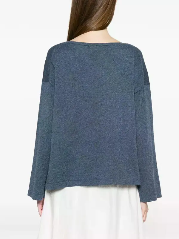 C.T.PLAGE Boat-neck Long-sleeve Sweater - Blue