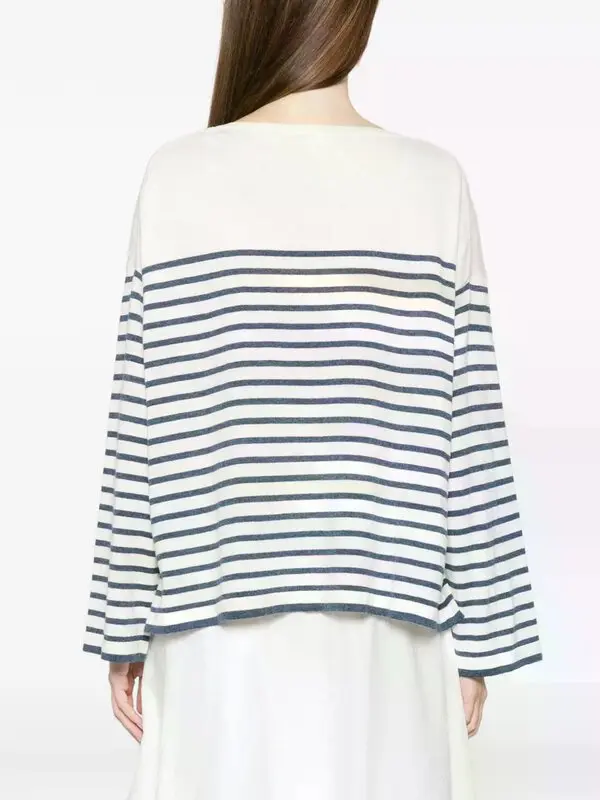 C.T.PLAGE Striped Boat Neck Sweater - White