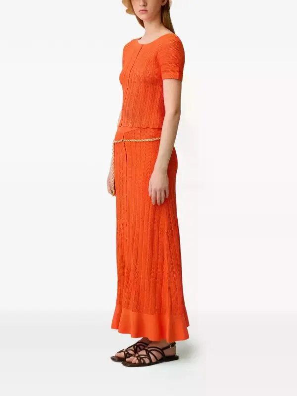 Claudie Pierlot Short Sleeve Crochet Top - Orange
