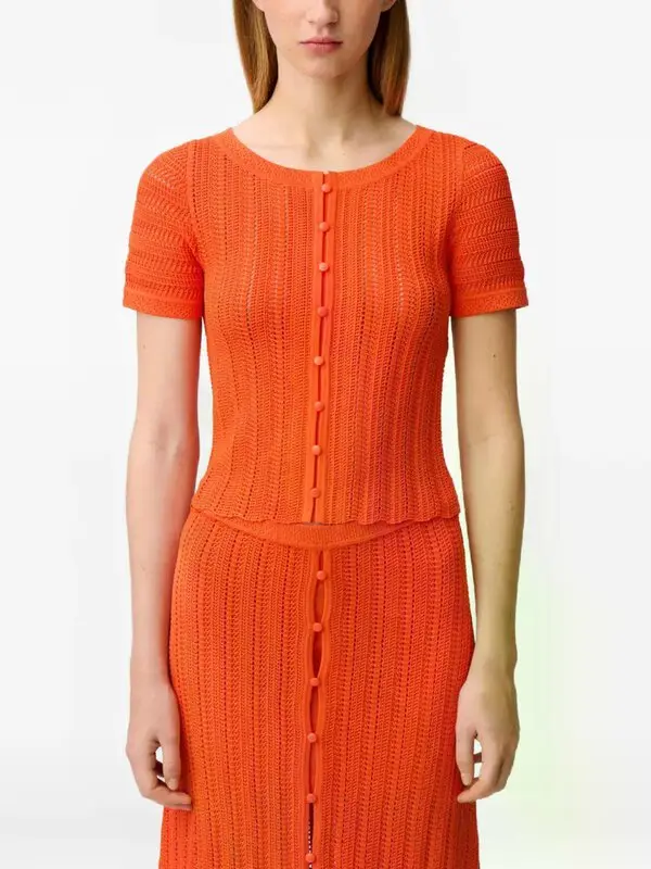 Claudie Pierlot Short Sleeve Crochet Top - Orange