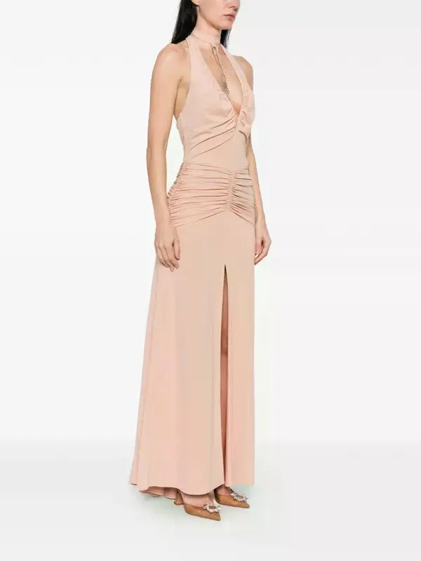 BABYLONE PARIS Halterneck Gathered Maxi Dress