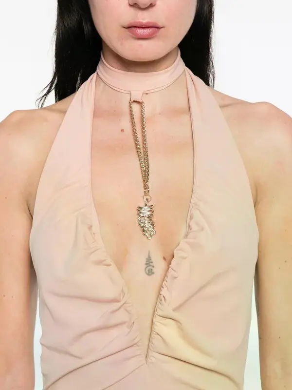 BABYLONE PARIS Halterneck Gathered Maxi Dress