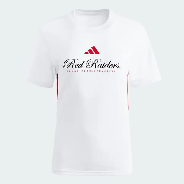 Adidas Texas Tech Red Raiders 3-stripes Tee - White / Team Power Red / Ncaa-txt-7tb