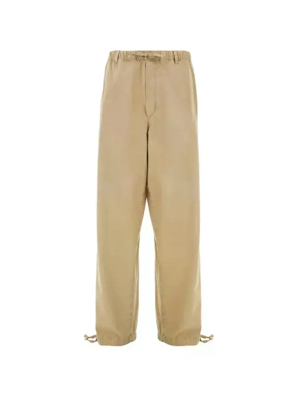 FERRAGAMO Cotton And Silk Baggy Trousers - Neutrals