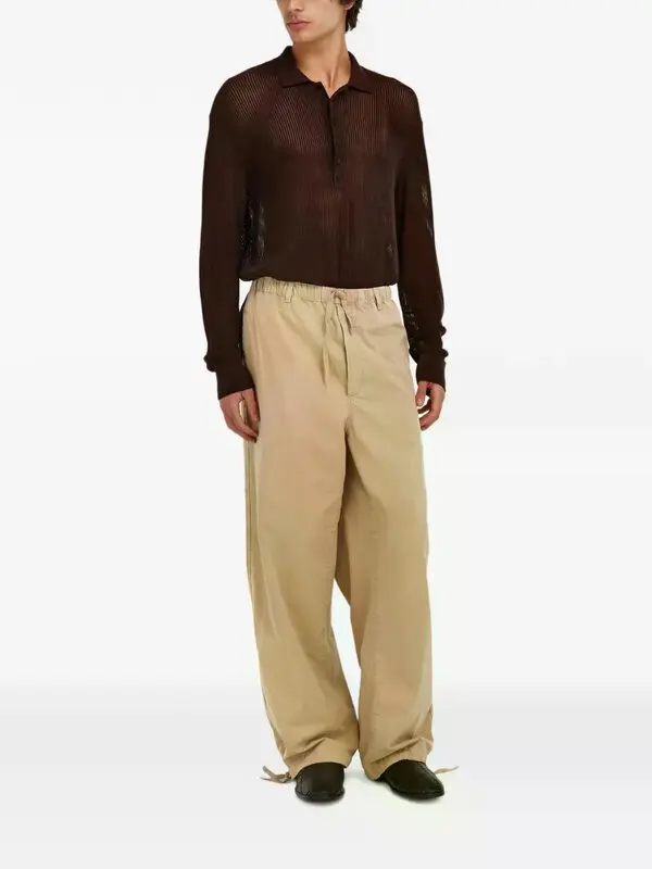 FERRAGAMO Cotton And Silk Baggy Trousers - Neutrals