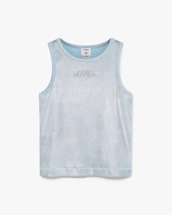 Casablanca Silver-plated Ribbed Tank Top