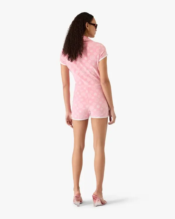 Casablanca Velour Monogram Playsuit - White