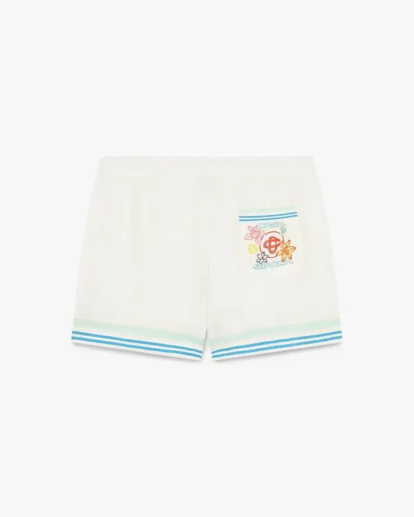 Casablanca Floral Cc Smile Monogram Jacquard Silk Shorts