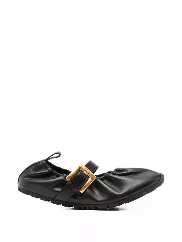 Balmain Buckle Strap Ballerinas - Black