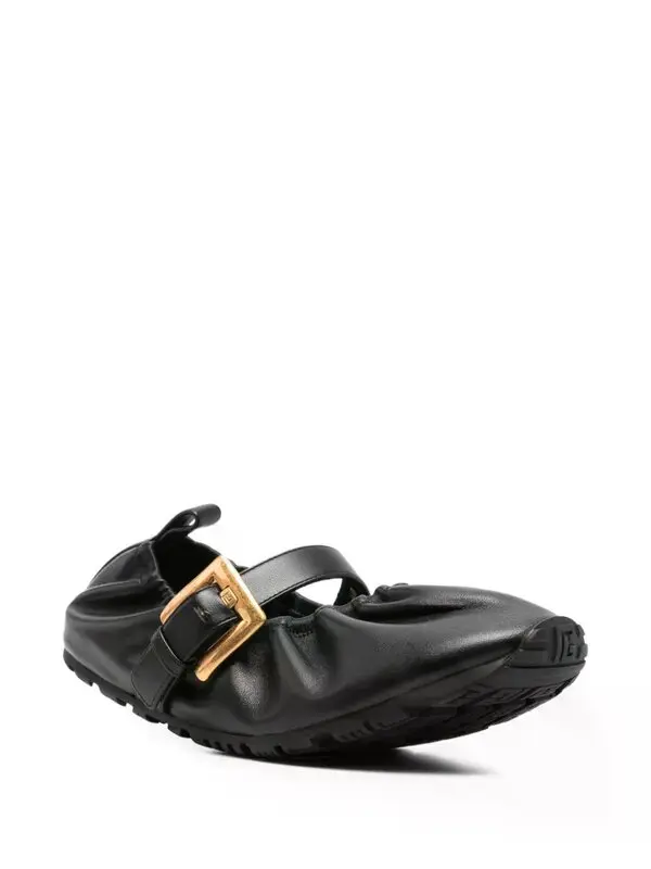 Balmain Buckle Strap Ballerinas - Black