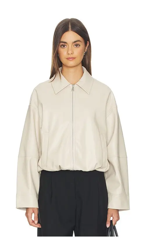 Apparis Ada Zip-up Leather Jacket - Latte