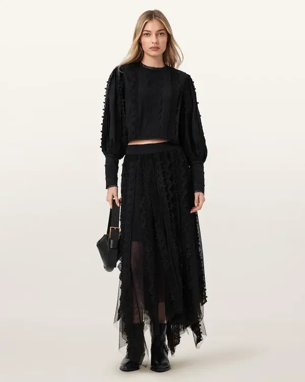 ALLSAINTS Vashtie Lace Maxi Skirt - Black