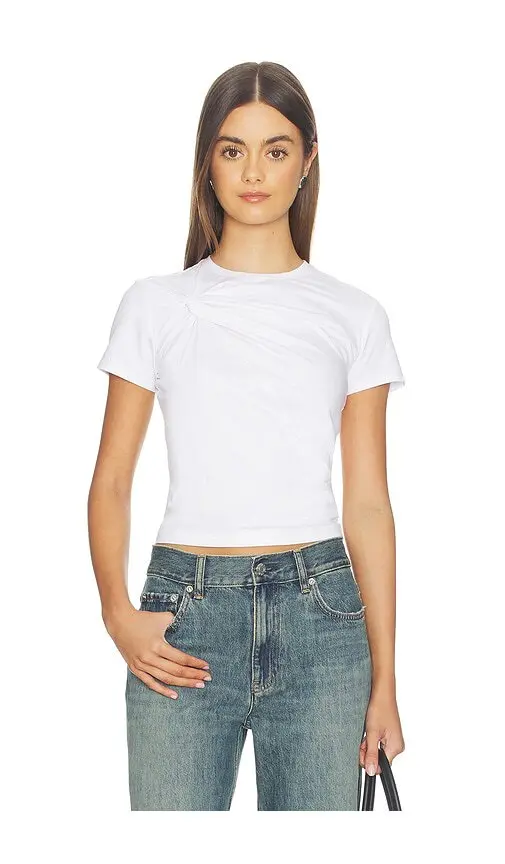Good American Super Stretch Twist Tee Shirt - White001