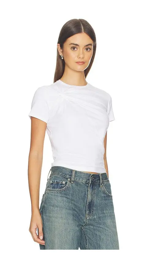 Good American Super Stretch Twist Tee Shirt - White001
