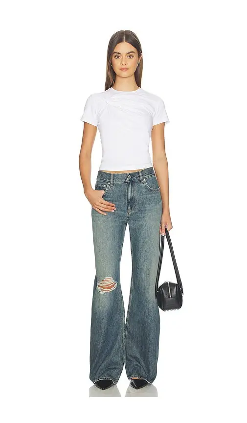 Good American Super Stretch Twist Tee Shirt - White001