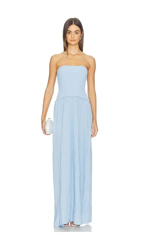 Solid & Striped Strapless Pleated Knit Dress - Blue Lagoon