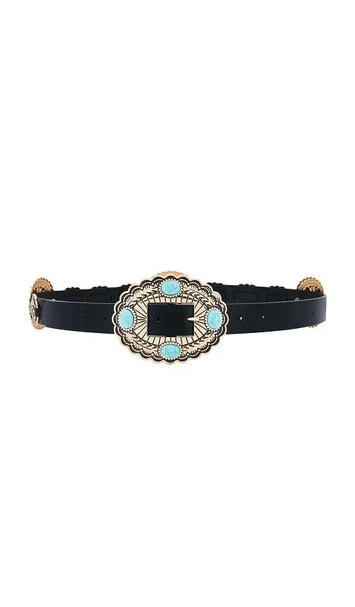 LOVERS AND FRIENDS Gypsy Buckle Belt - Black & Turquoise