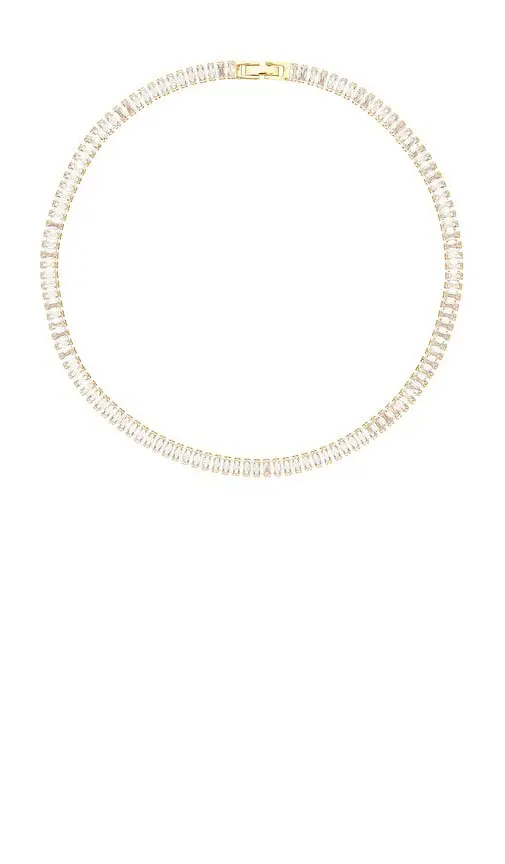 MAZIN JEWELS Iced Baguette Tennis Necklace - Gold & White
