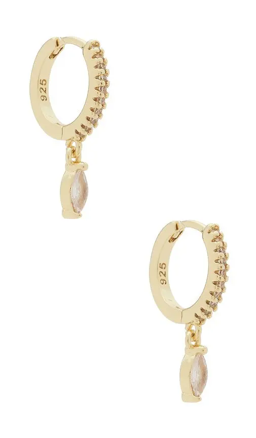 MAZIN JEWELS Marquise Huggies Earrings - Gold