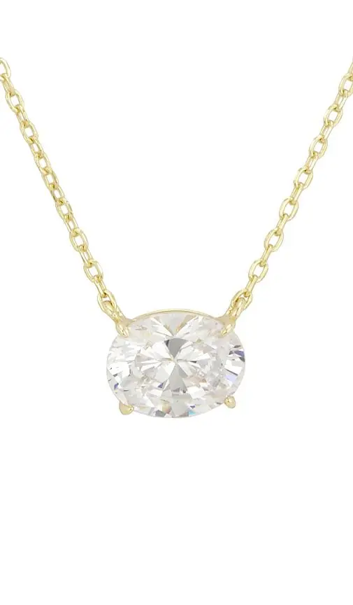 Shashi Oval Solitaire East To West Necklace - Silver