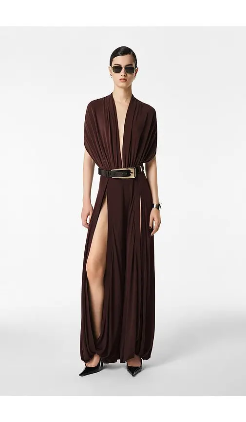 REVOLVE LOS ANGELES Kyrie Pant Voluminous Wide Leg With Slit Detail - Brown