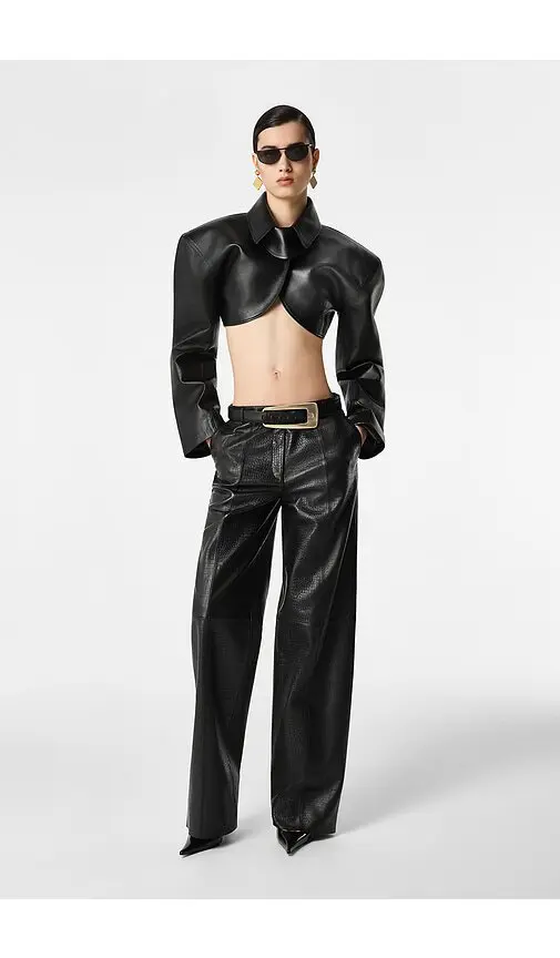 REVOLVE LOS ANGELES Agnes Croc-embossed Leather Pants