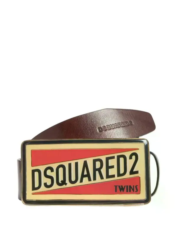 Dsquared2 Logo Plaque Leather Belt