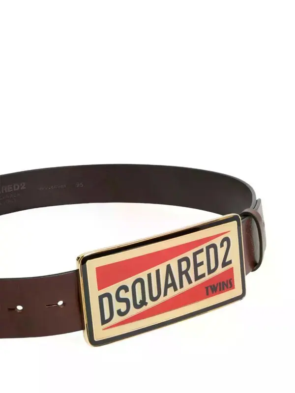 Dsquared2 Logo Plaque Leather Belt