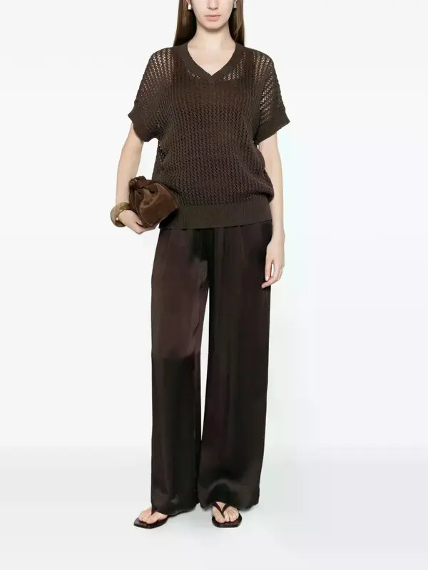 ANNE CLAIRE V-neck Open-knit Jacket