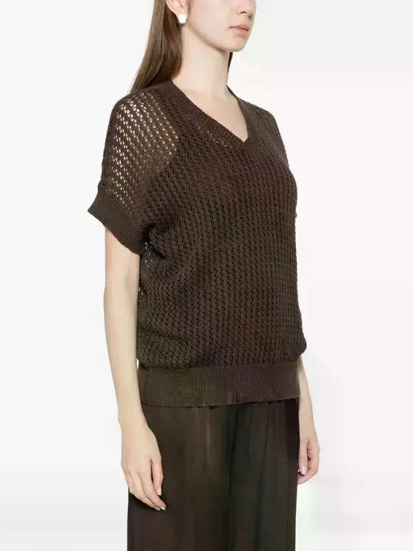 ANNE CLAIRE V-neck Open-knit Jacket