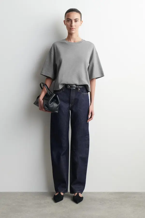 Cos Oversized Boxy Cotton T-shirt - Gray