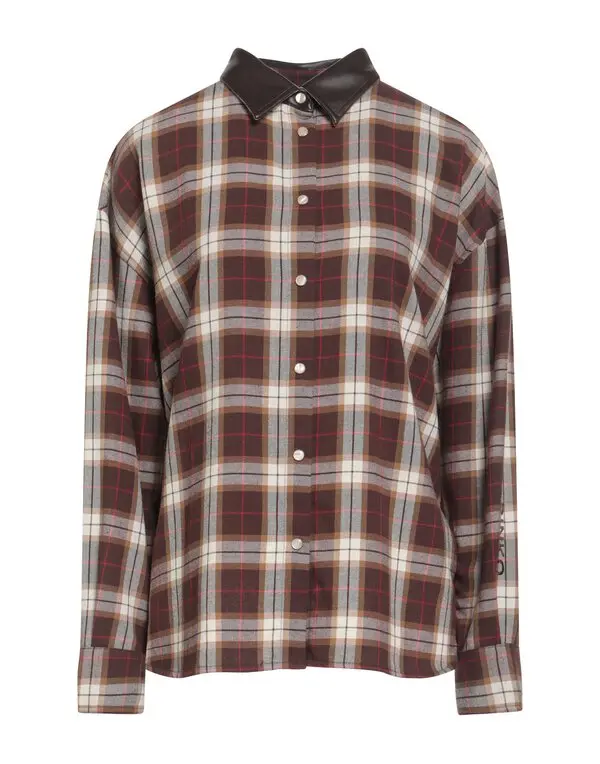 Pinko Twill Tartan Pattern Shirt With Embroidered Logo
