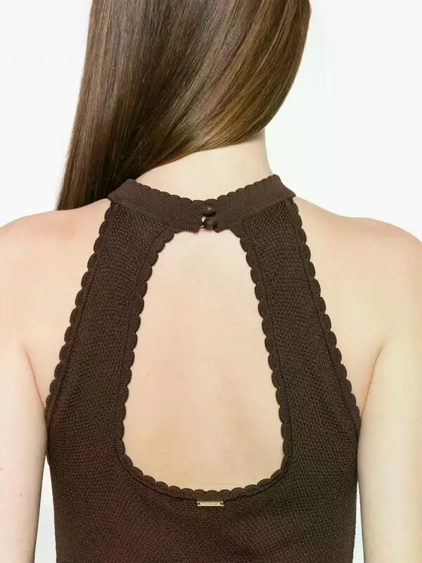 TWINSET Crochet Pleated Maxi Dress - Brown
