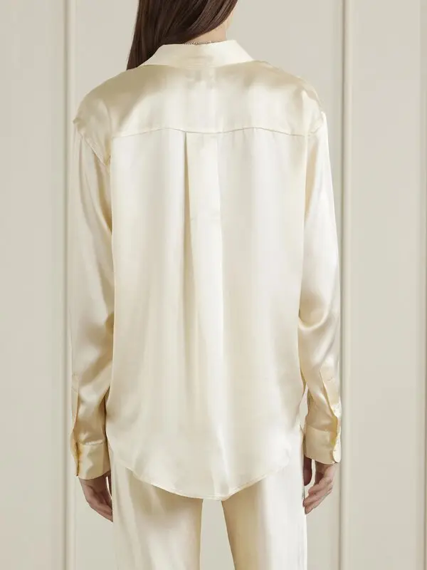 Comme Si La Classica Silk-charmeuse Shirt - Neutrals
