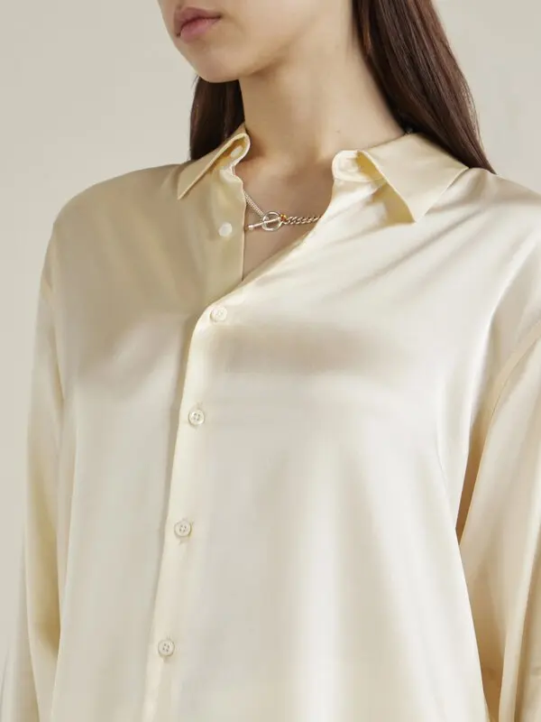 Comme Si La Classica Silk-charmeuse Shirt - Neutrals