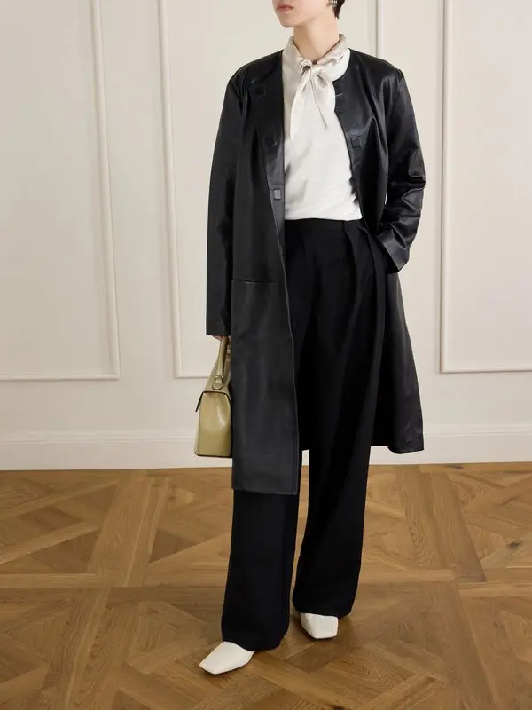 ST. AGNI Minimal Leather Coat