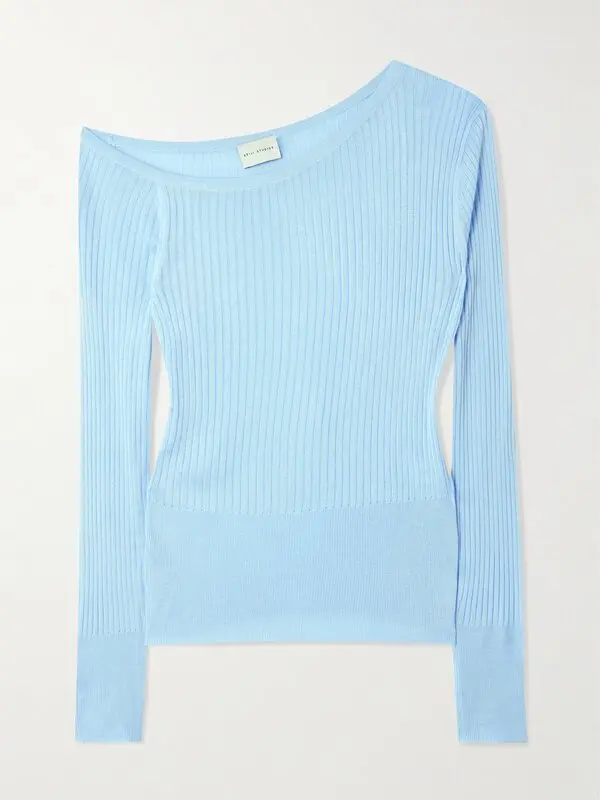DEIJI STUDIOS One-shoulder Ribbed Knit Top