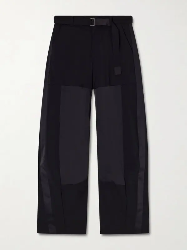Sacai Belted Paneled Wide-leg Pants