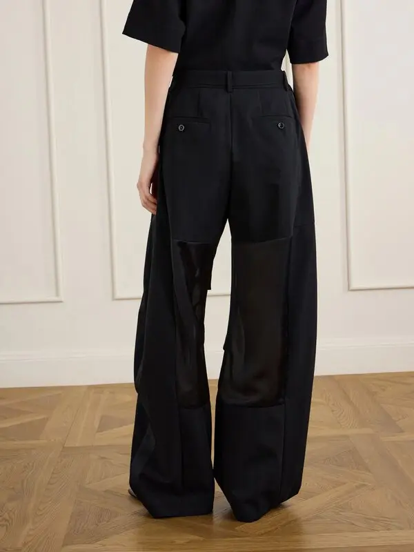 Sacai Belted Paneled Wide-leg Pants