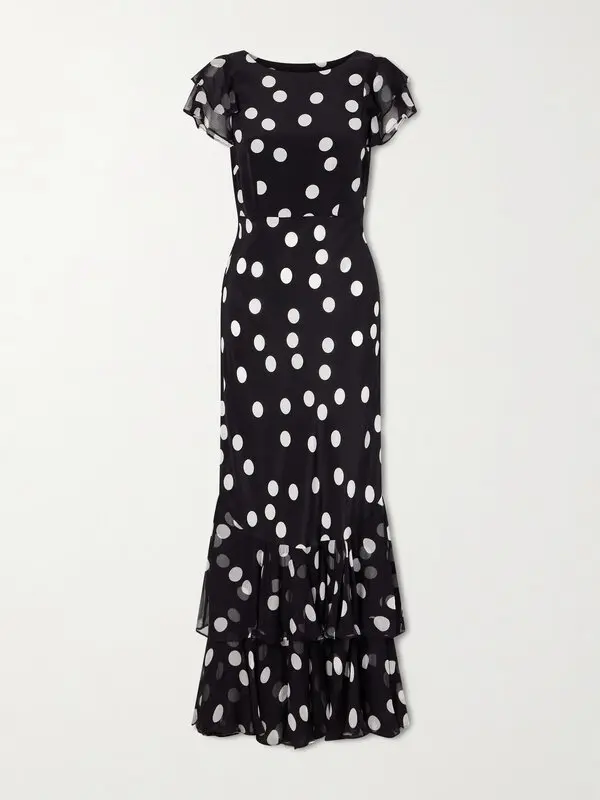 Rixo Ordinia Polka-dot Silk-satin Midi Dress